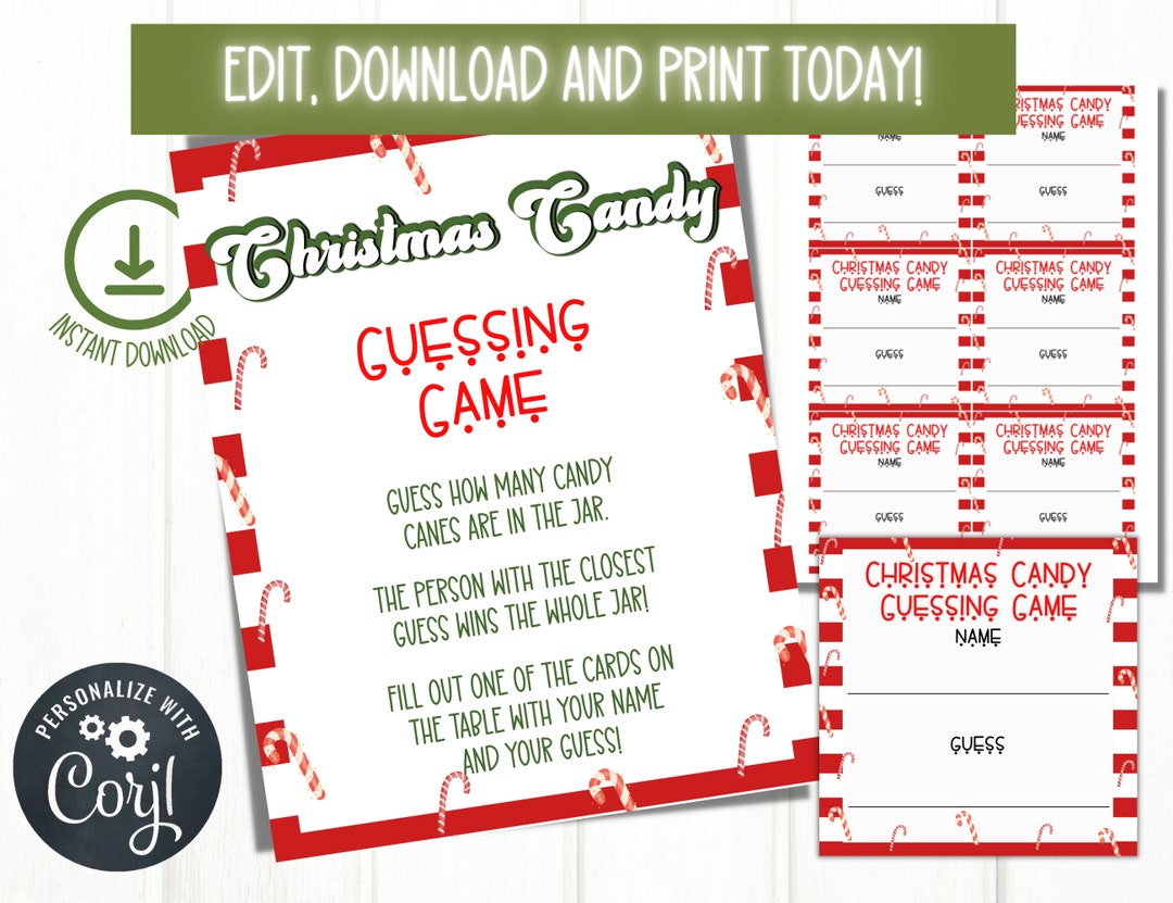Editable Christmas Candy Guessing Game, Christmas Candy Guessing Game ...