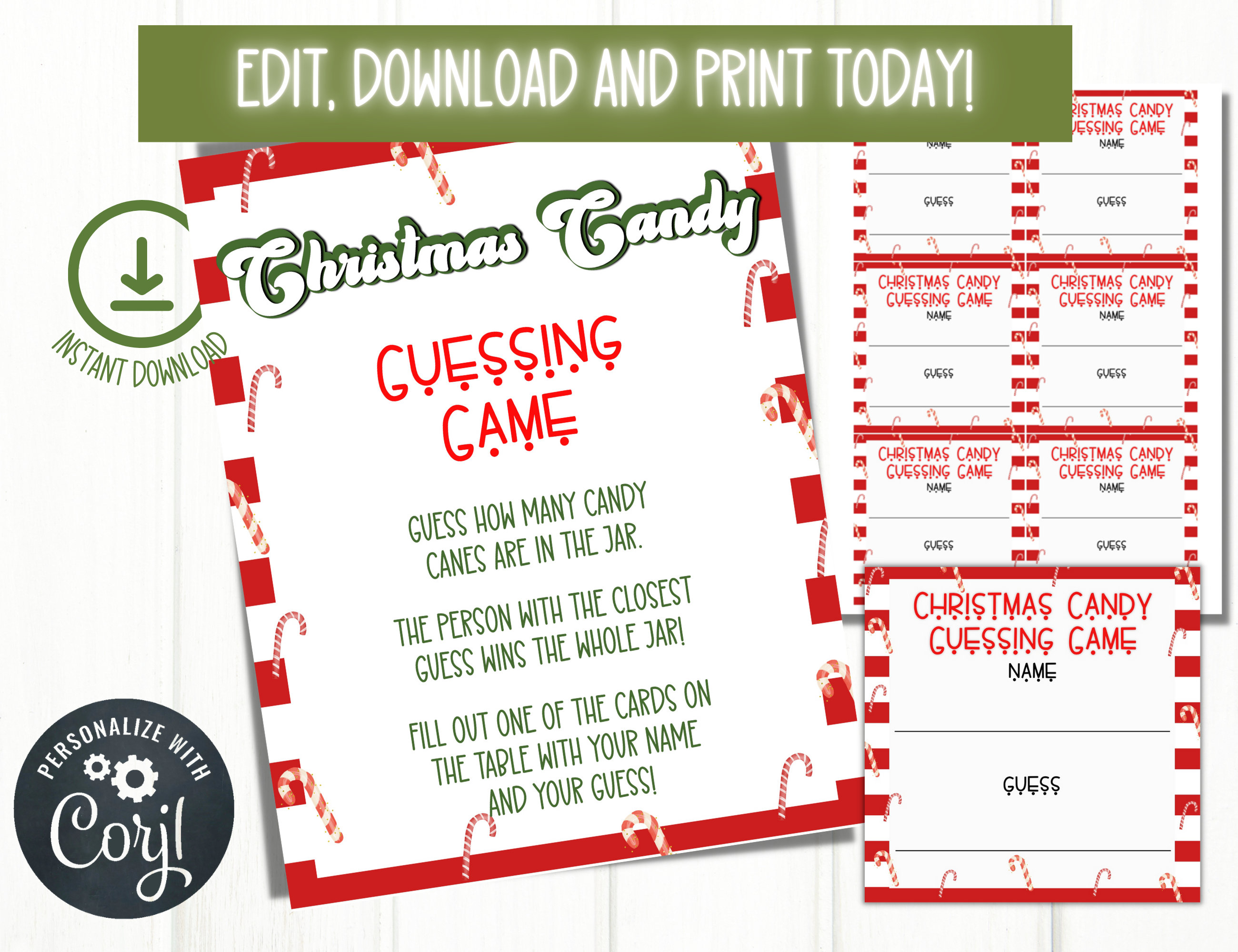 Editable Christmas Candy Guessing Game, Christmas Candy Guessing Game ...