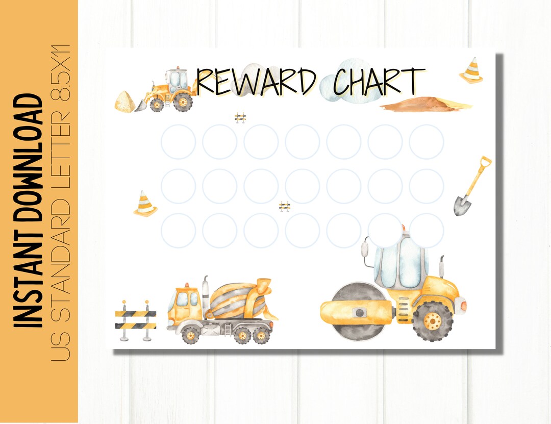 Construction Reward Chart | Reward Chart | Kids Potty Chart ...