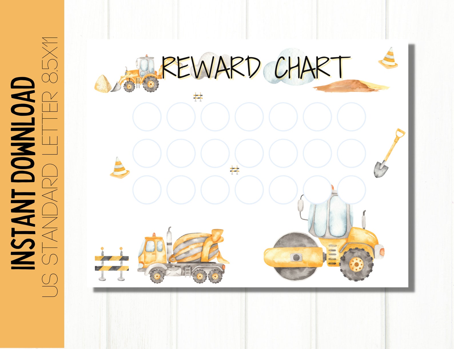Construction Reward Chart | Reward Chart | Kids Potty Chart ...
