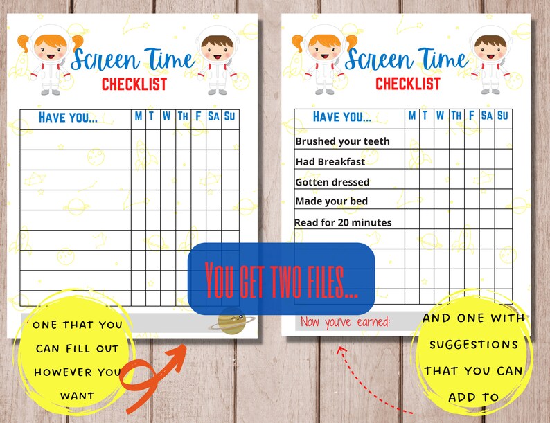 Astronaut Screen Time Checklist | Astronaut Reward Chart | Kids Screen ...
