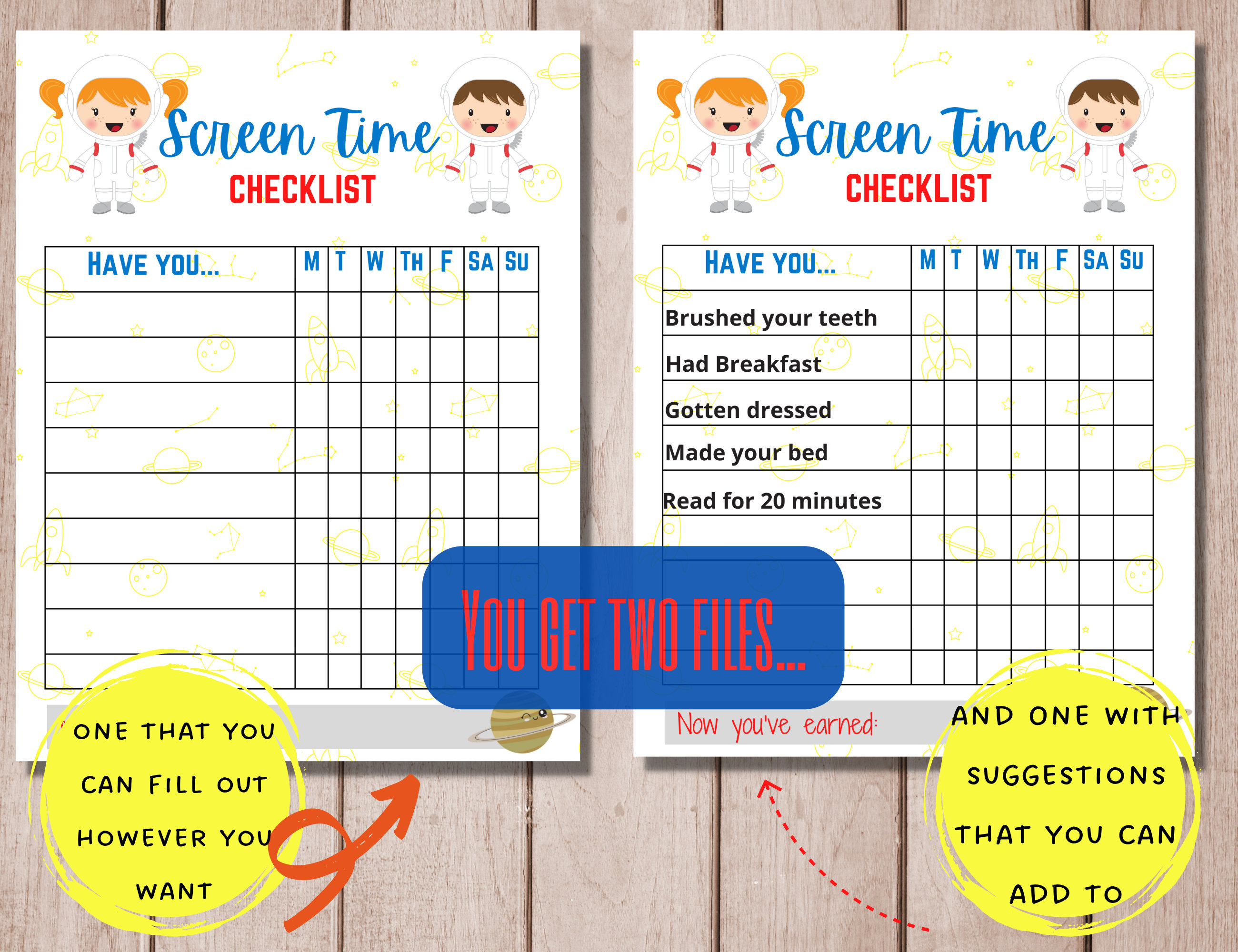 Astronaut Screen Time Checklist | Astronaut Reward Chart | Kids Screen ...
