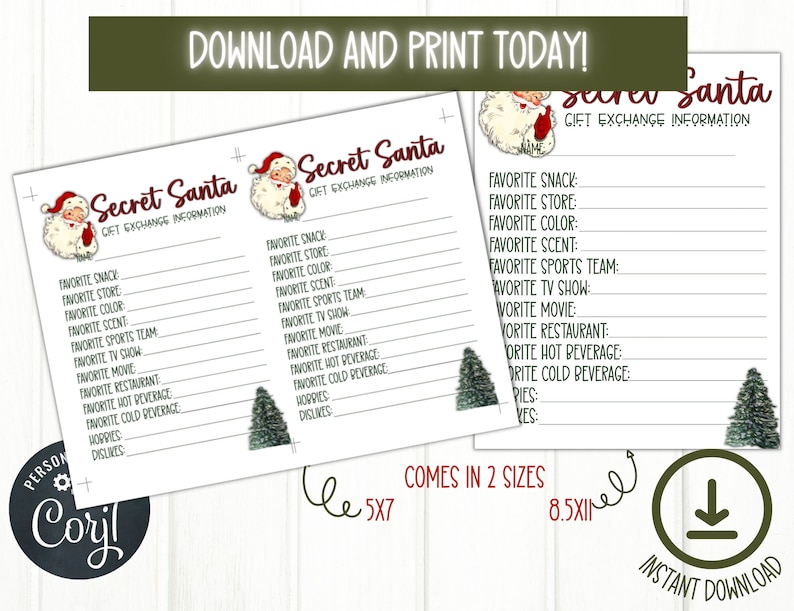 EDITABLE Secret Santa Gift Exchange, Office Secret Santa, White ...