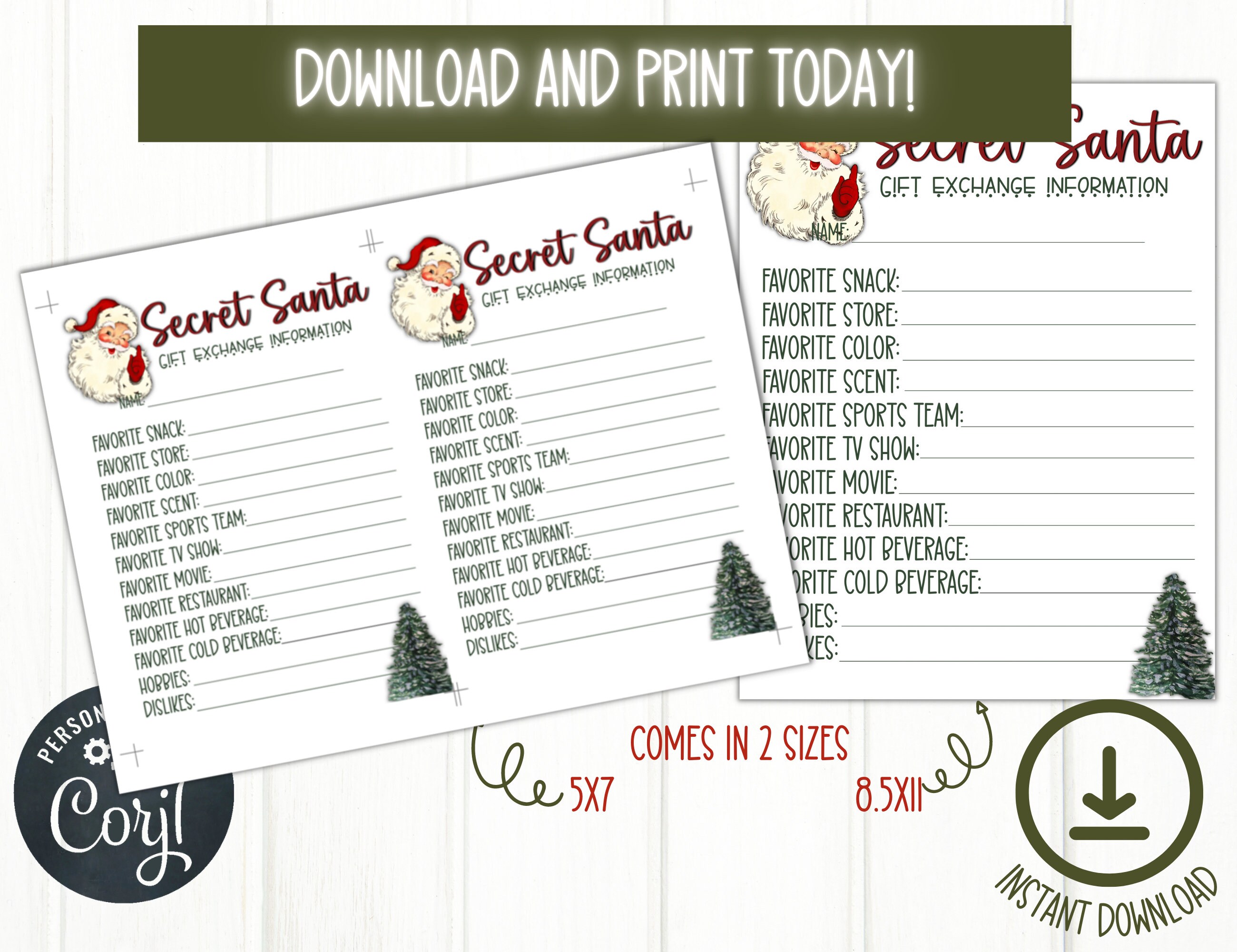 EDITABLE Secret Santa Gift Exchange, Office Secret Santa, White ...