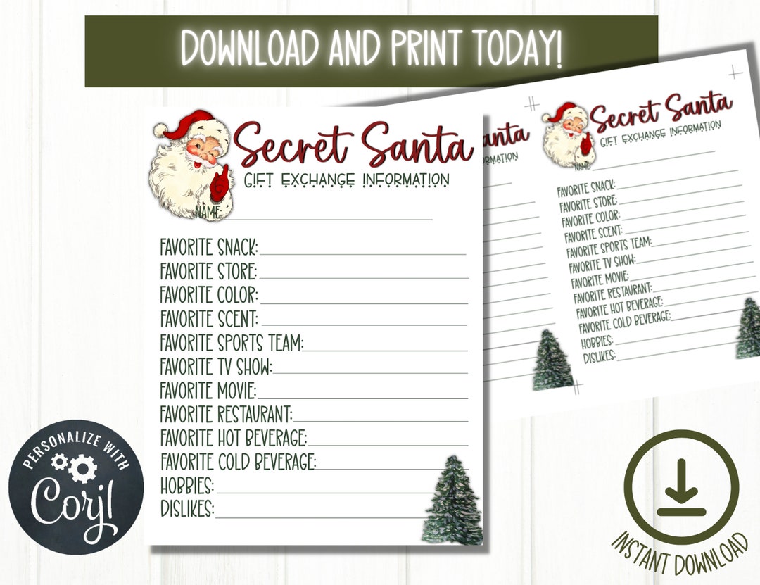 EDITABLE Secret Santa Gift Exchange, Office Secret Santa, White ...