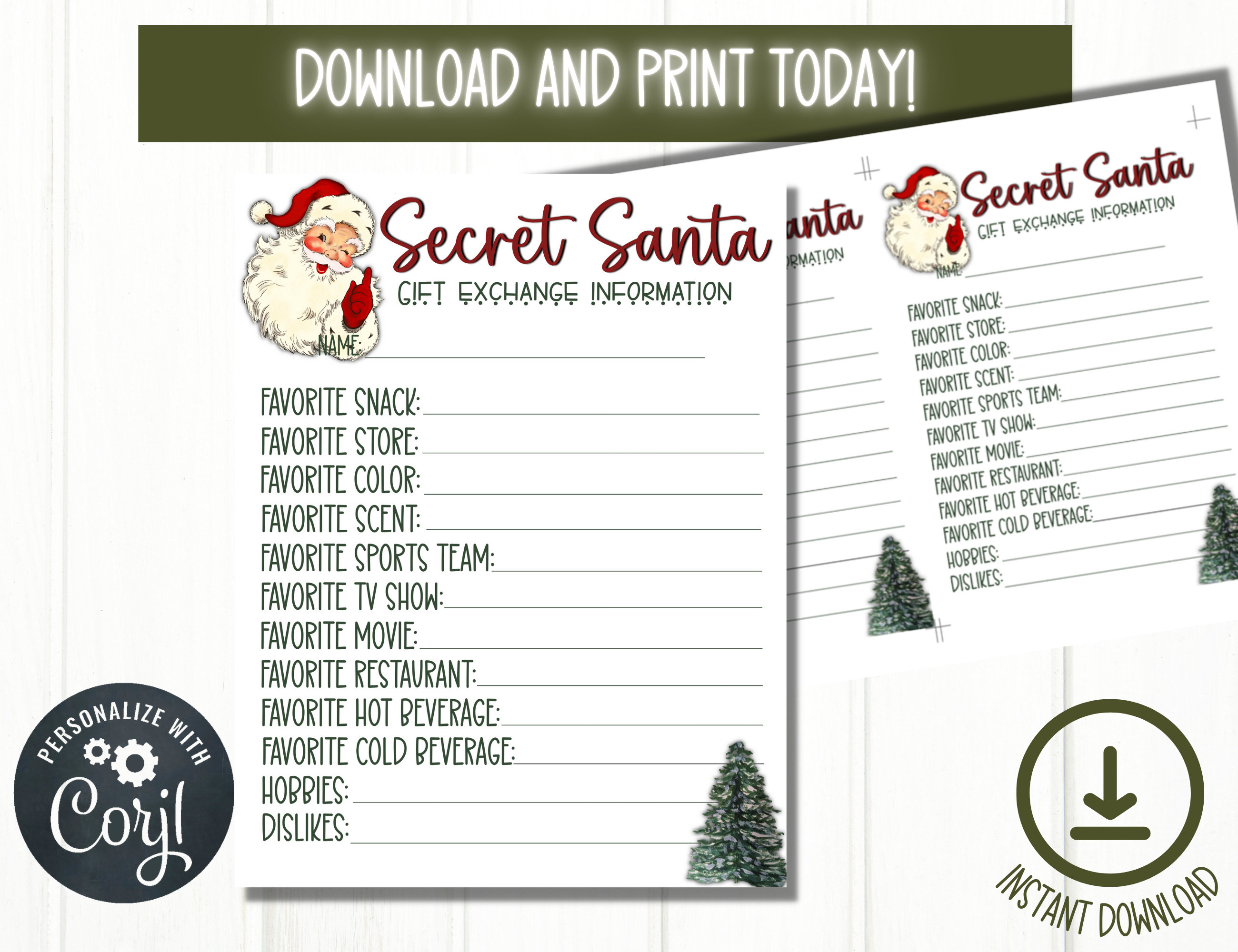 EDITABLE Secret Santa Gift Exchange, Office Secret Santa, White ...