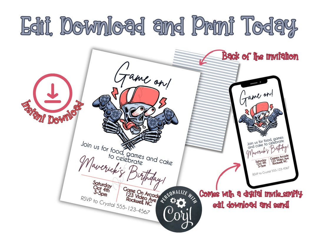 EDITABLE Game on Birthday Invitation 6 - Etsy