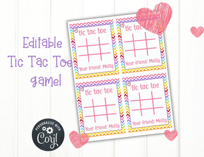 Editable Tic Tac Toe Valentine - Etsy