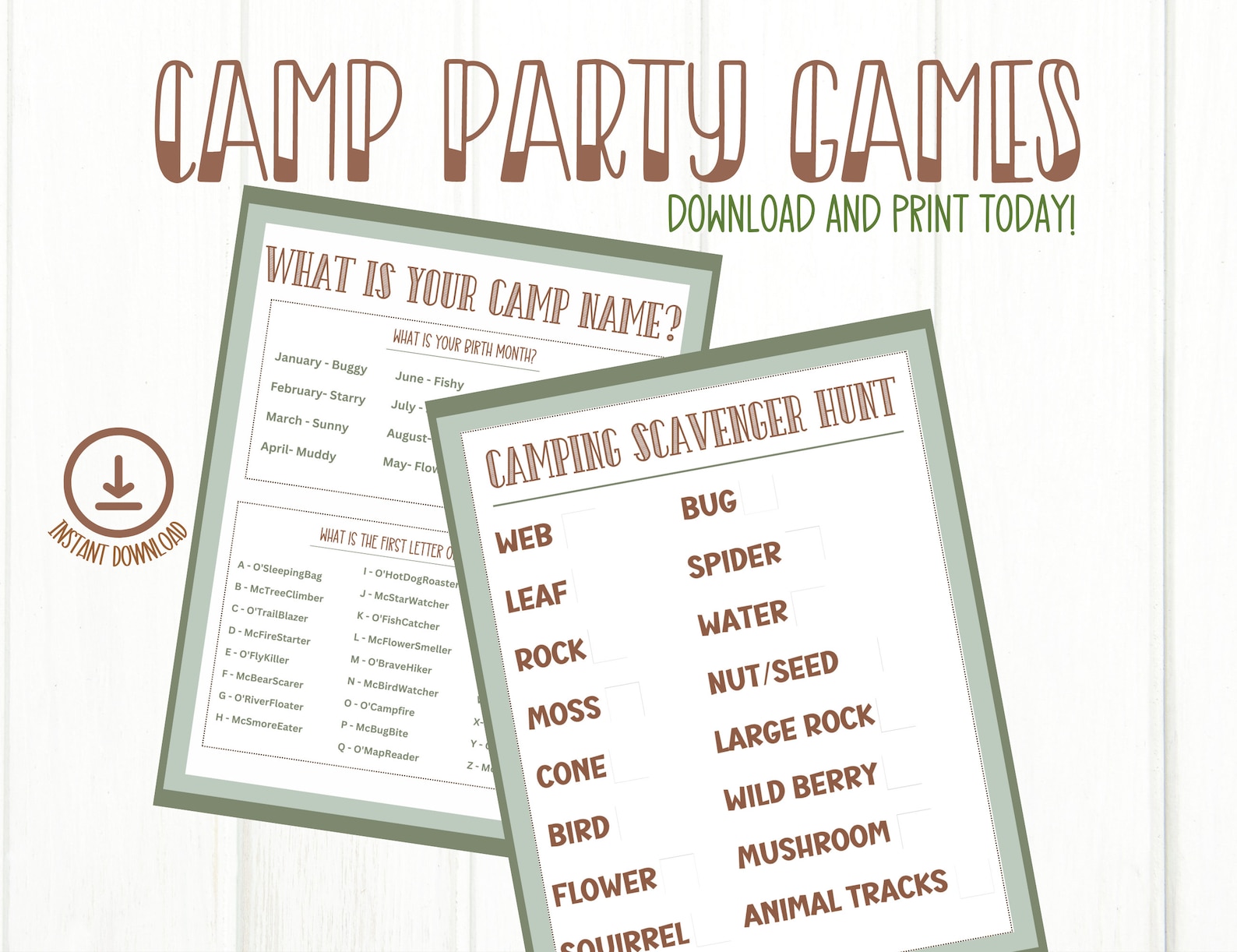 Camping Party Games, Kids Camp Party Games, Ice Breaker Game, What's ...