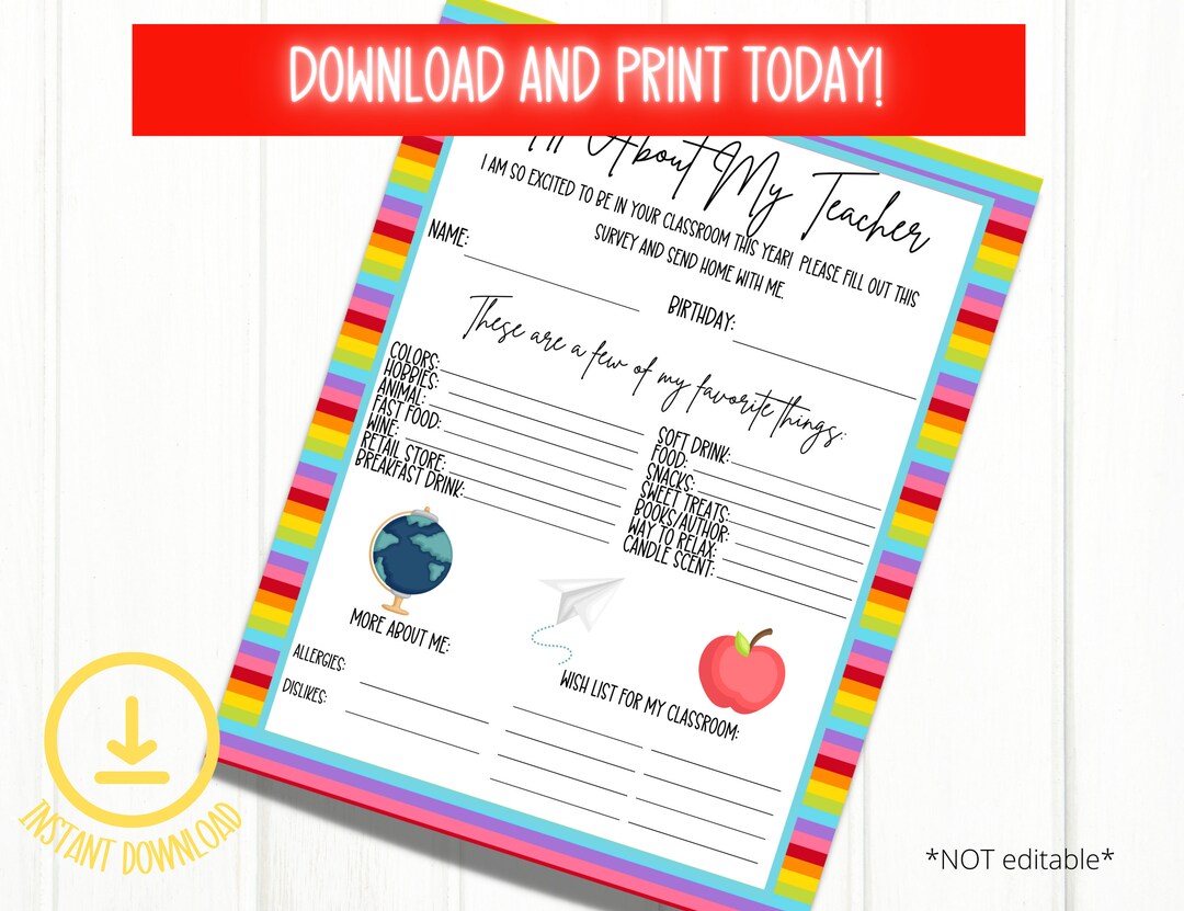 All About My Teacher Questionnaire, Back to School Flyer, Back to ...