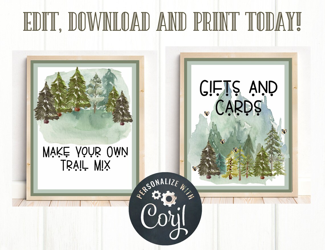 Editable Camping Theme Signs, Camping Party Signs, Birthday Decor ...