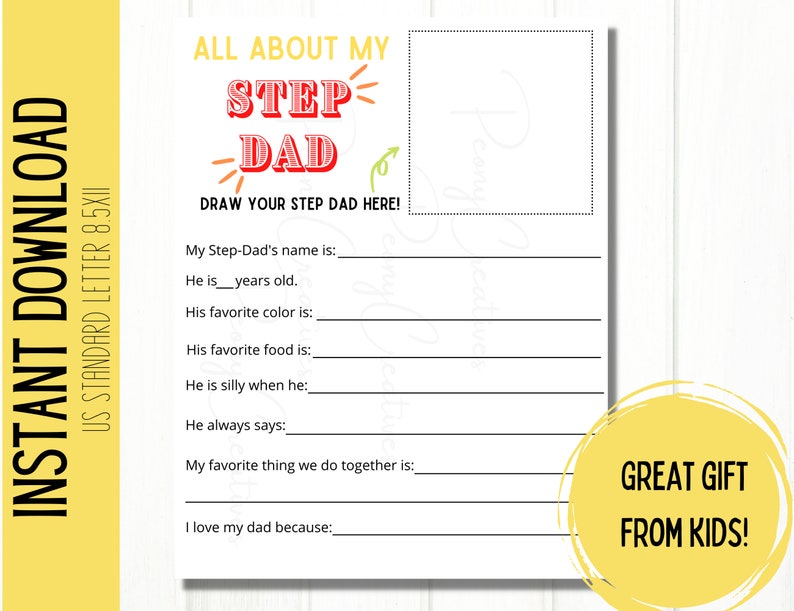 All About My Dad Printable Fathers Day Questionnaire Instant Download