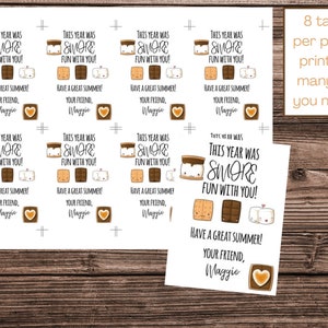 EDITABLE Smore's Tag | End of Year Tag | Last Day of School Tag | Party ...