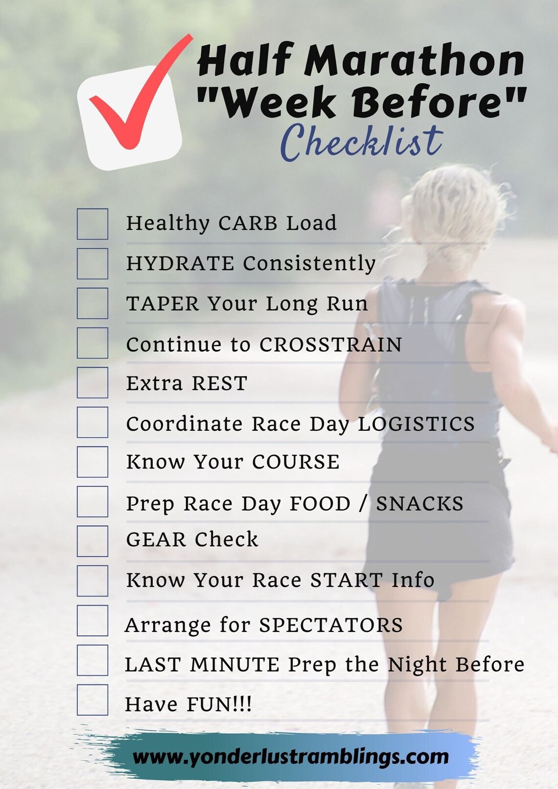 Half Marathon week Before Checklist - Etsy