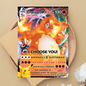 Pokemon Birthday Invitation | Charizard Birthday Invitation - Etsy