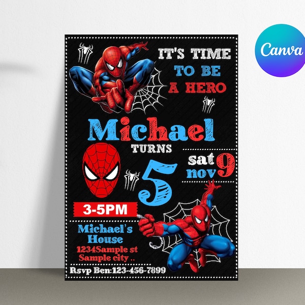Spiderman Invitation - Etsy