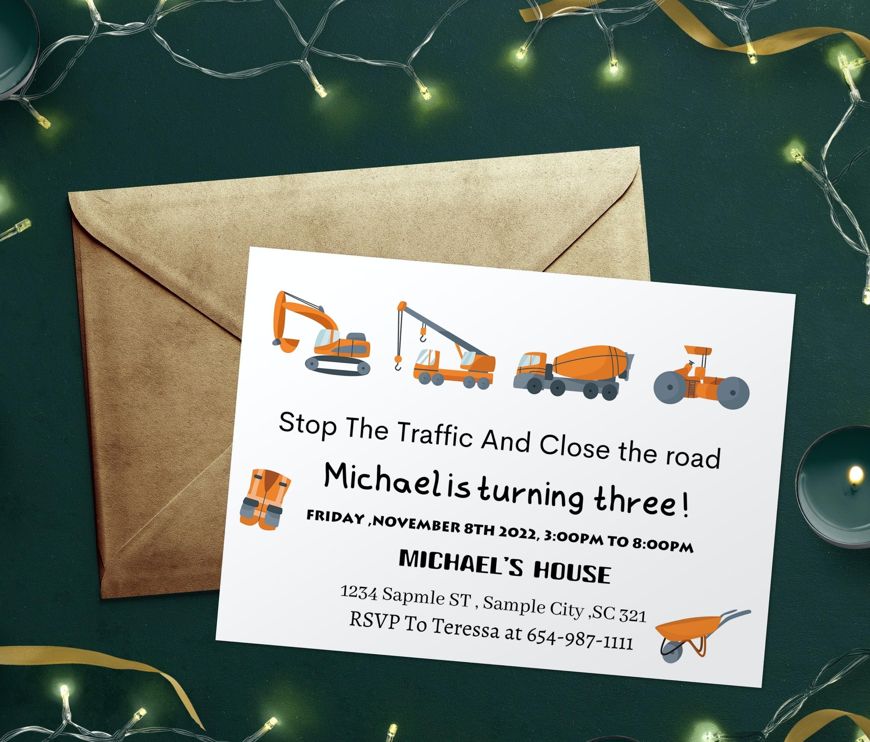 Editable Construction Invitation Construction Birthday - Etsy