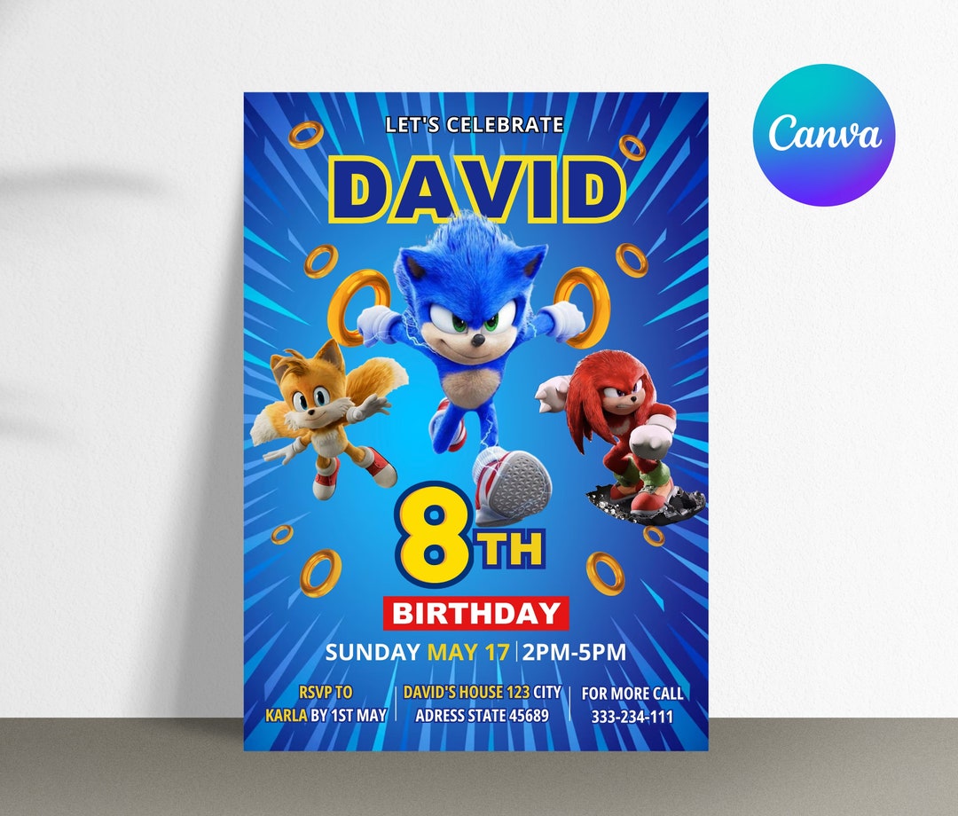 Sonic the Hedgehog Birthday Invitation Sonic Birthday Invite - Etsy