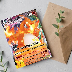 Pokemon Birthday Invitation | Charizard Birthday Invitation - Etsy