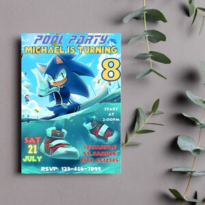 Sonic Pool Party Birthday Invitation (digital Download) - Etsy