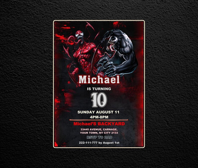 Venom & Carnage Birthday Invitation (digital Download) - Etsy