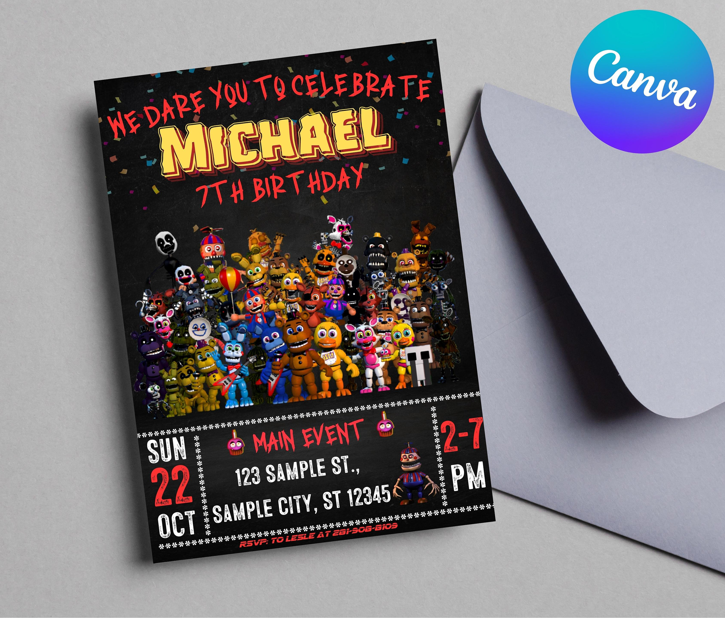Five Nights at Freddys Birthday Invitation Fnaf Birthday Party sold by ...