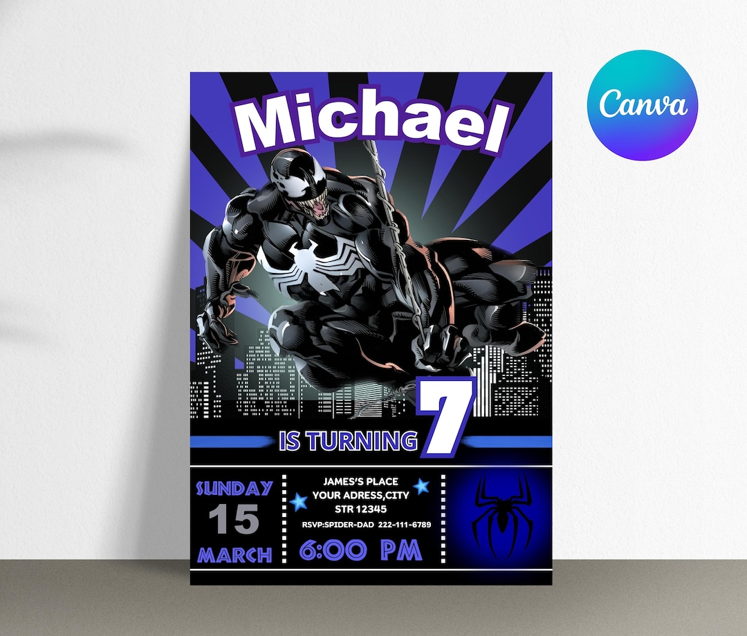 Venom Birthday Invitation | Venom Digital Birthday Invite - Etsy