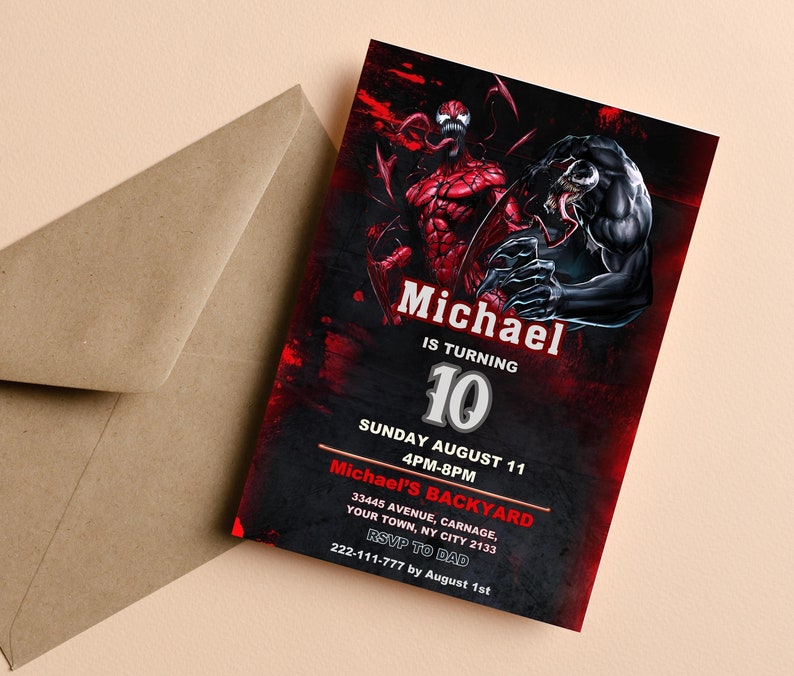 Venom & Carnage Birthday Invitation (digital Download) - Etsy