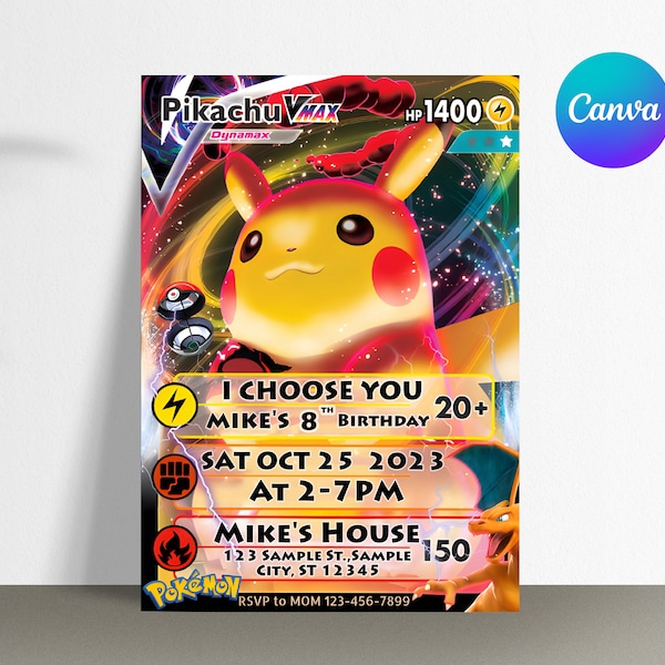 Pokemone Birthday Invitation Digital - Etsy