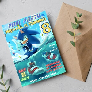 Sonic Pool Party Birthday Invitation (digital Download) - Etsy