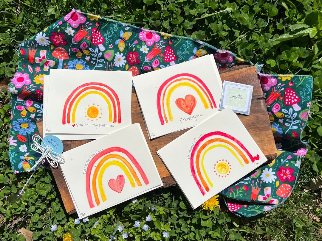 Rainbow Greeting Cards. Set of 4. Prints From Original Art. Rainbows ...