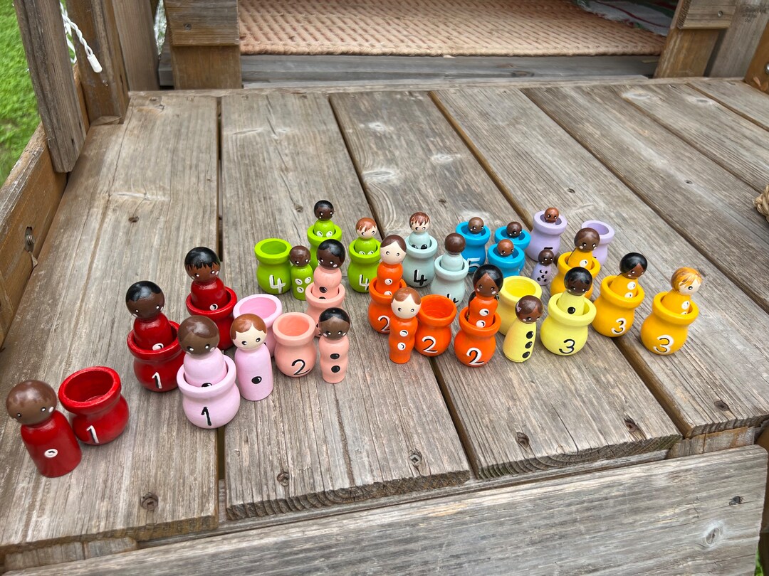 Color and Number Sorting Nesting Peg Doll Sets - Etsy