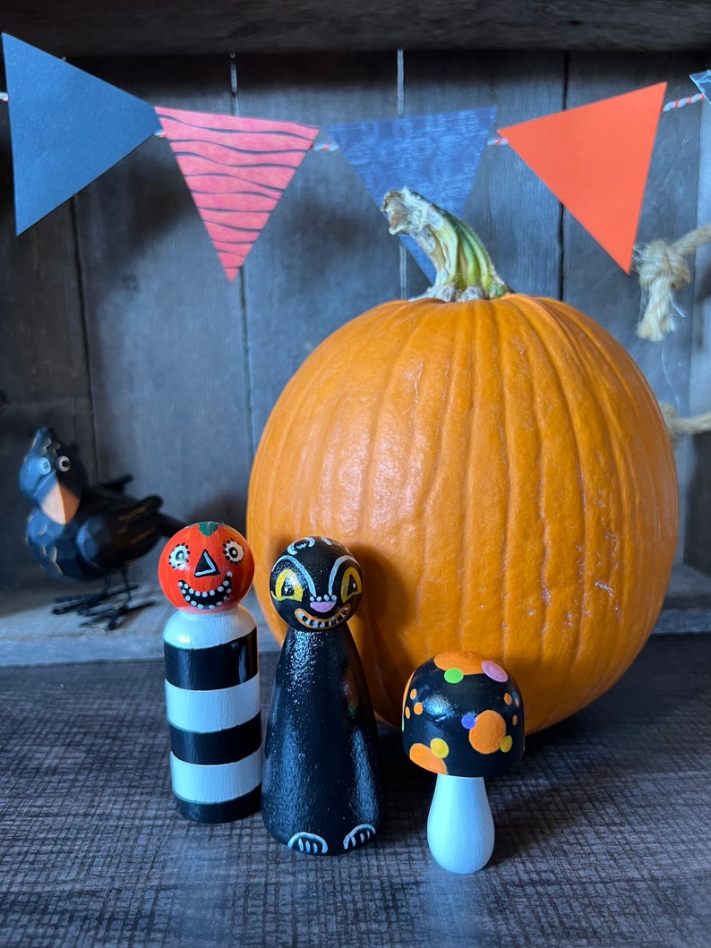 Halloween Peg Doll-striped Set of 3 - Etsy