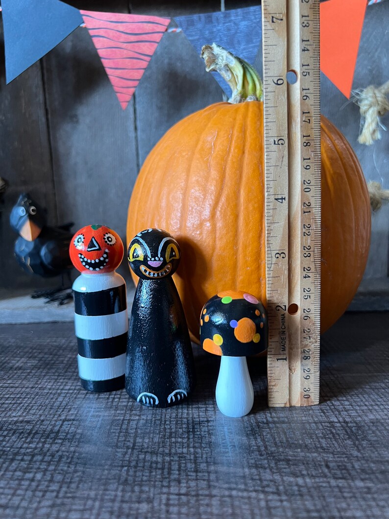 Halloween Peg Doll-striped Set of 3 - Etsy