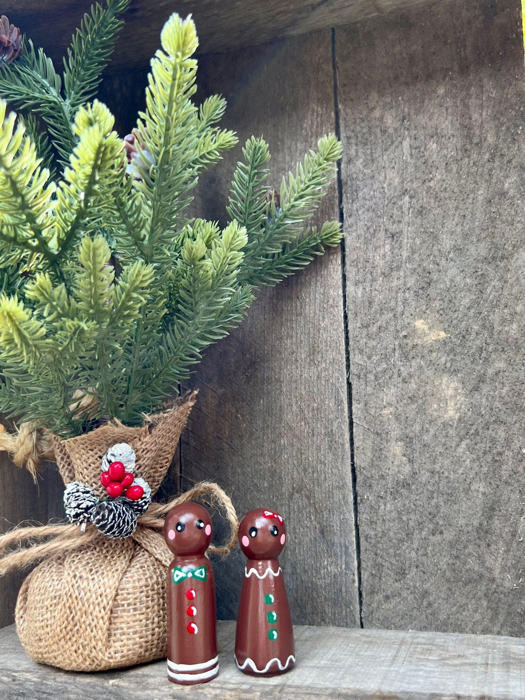 Gingerbread People Peg Doll Set (2 1/4”) - Etsy
