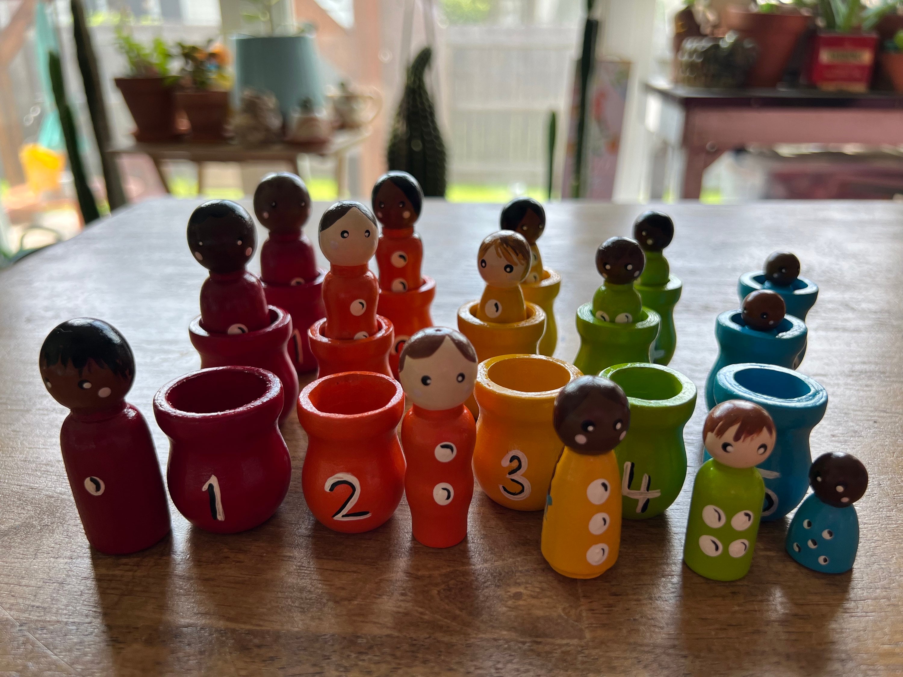Color and Number Sorting Nesting Peg Doll Sets - Etsy