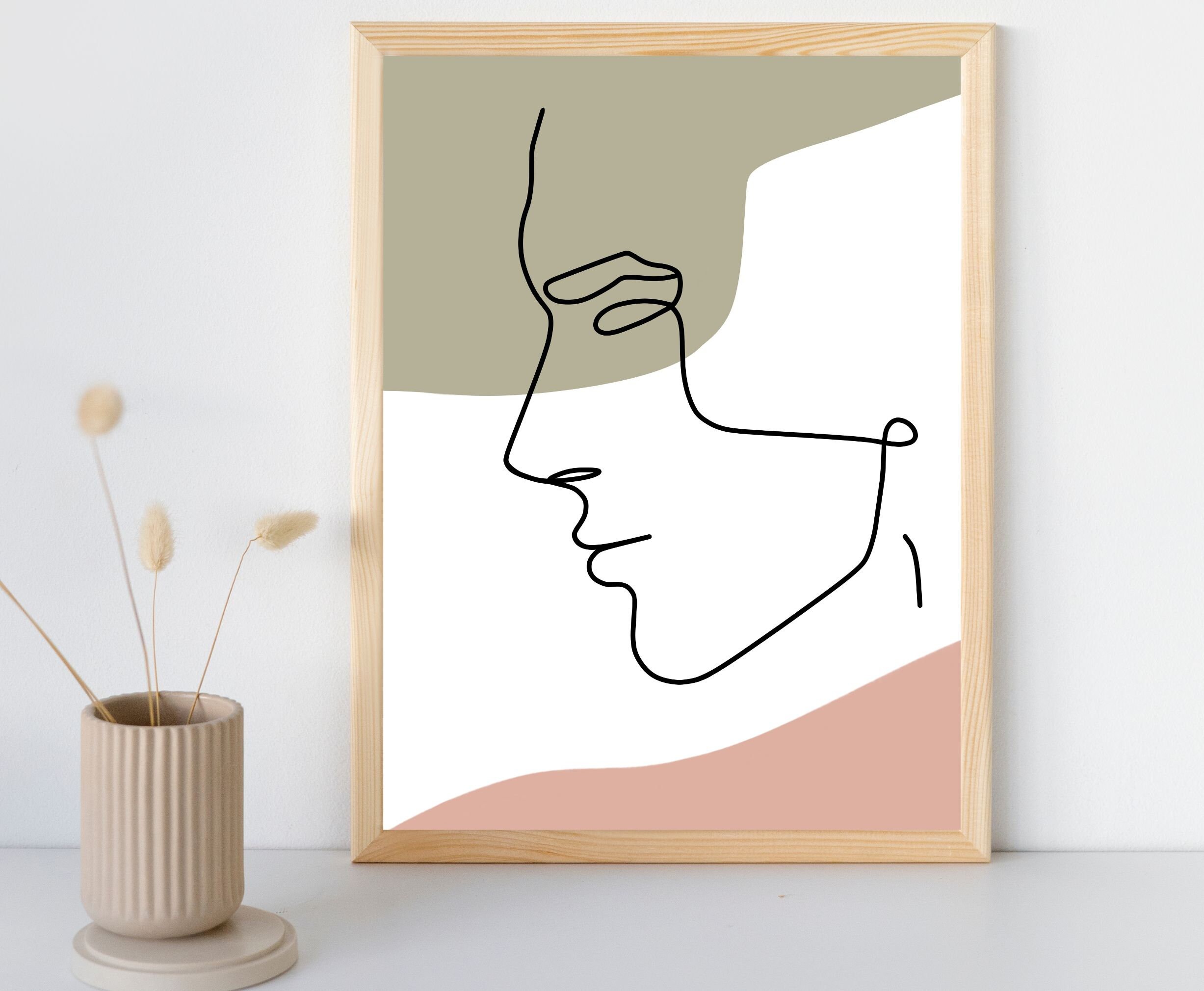 Abstract Man Face Line Art Print, Single Line Art, Male One Line ...