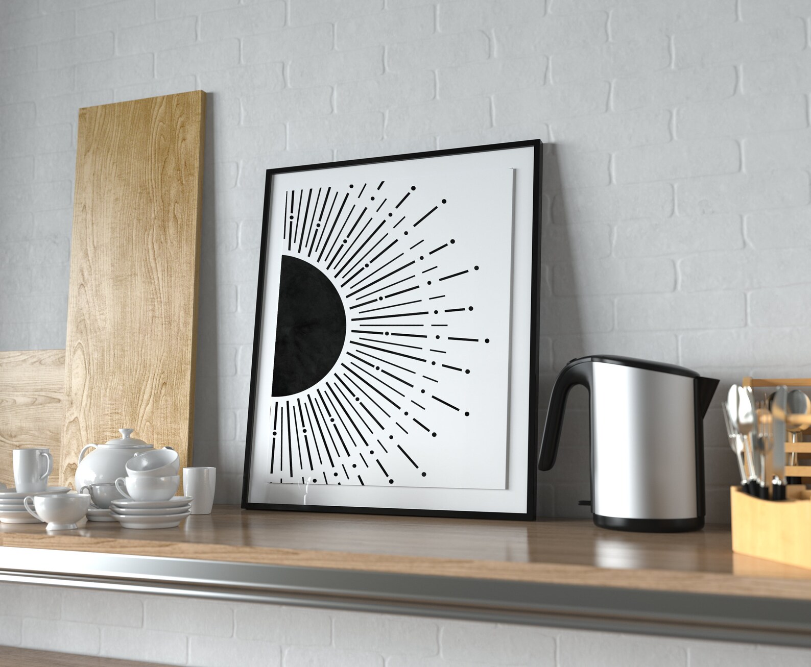 Sun and Moon Wall Art Set of 2, Black and White Minimalist Wall Art ...