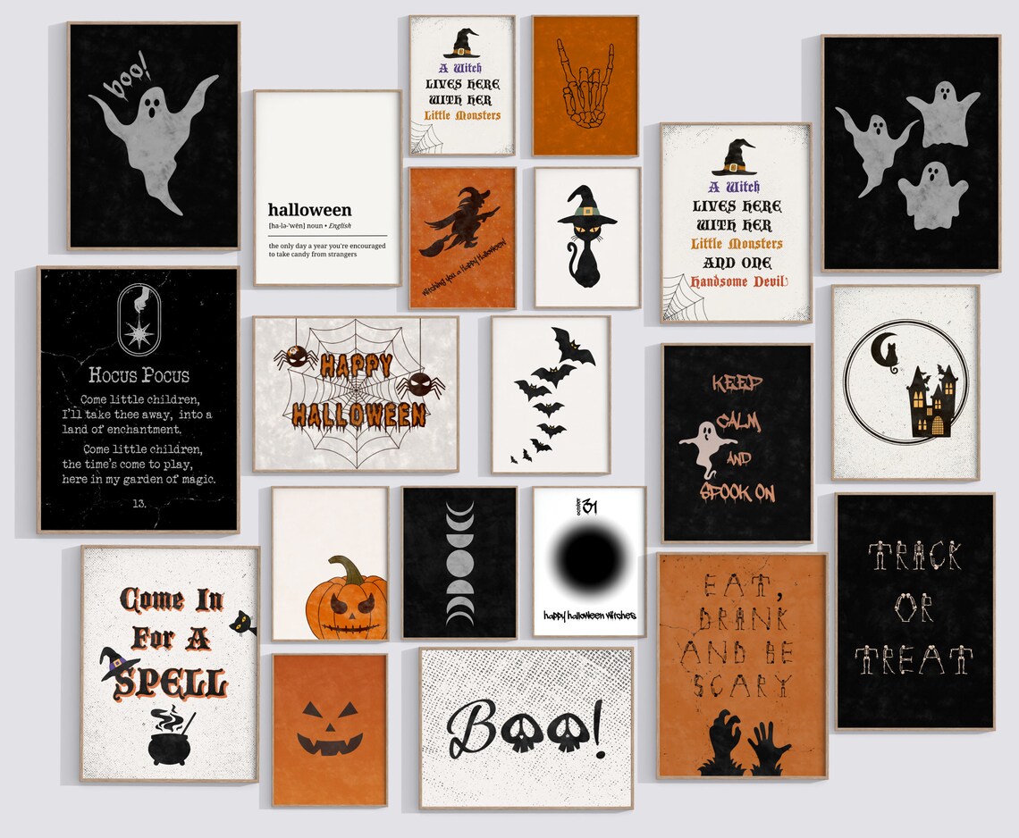 Halloween Art Mega Bundle Set of 21 Prints Halloween Gallery - Etsy
