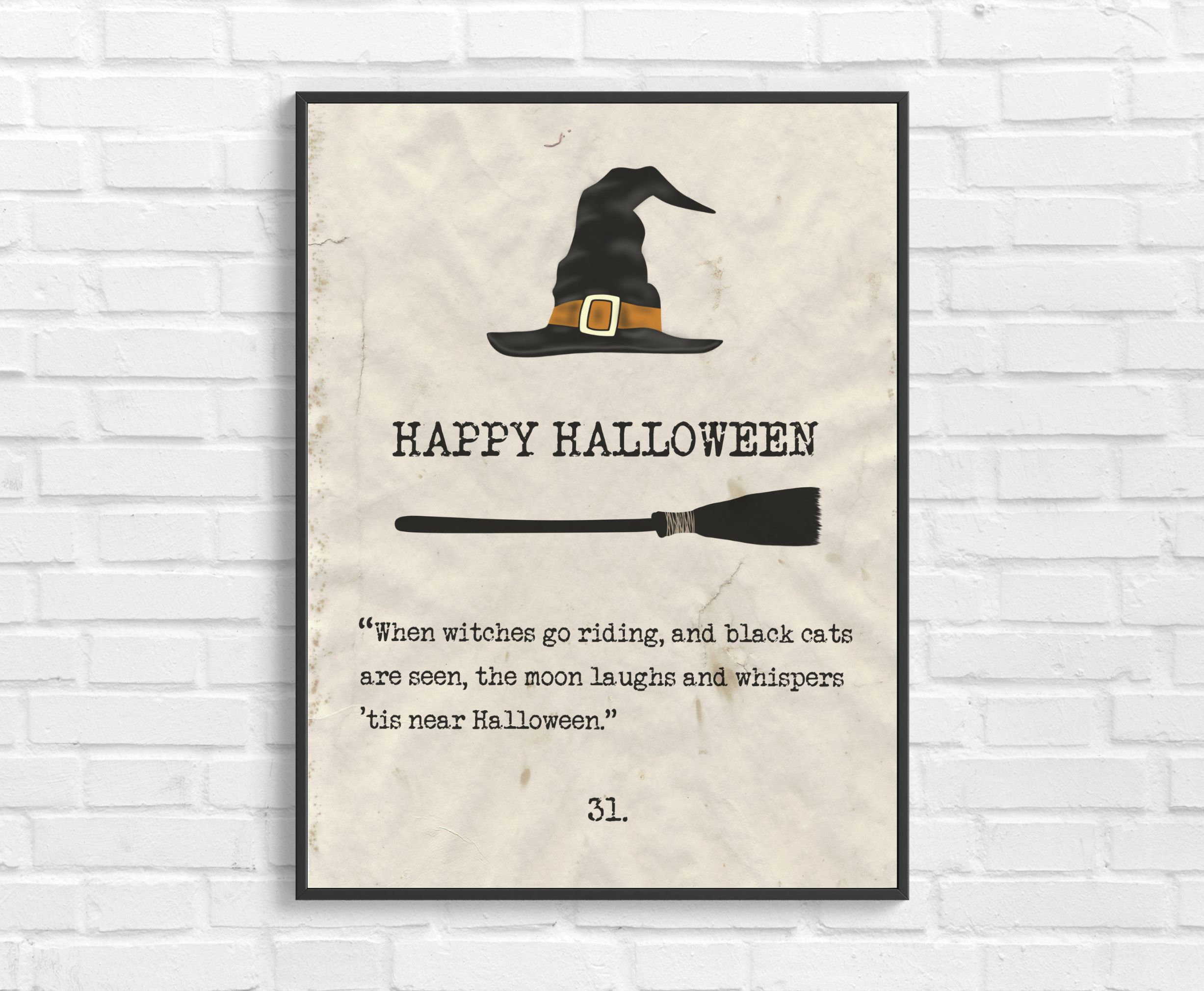Vintage Book Page Art Print, When Witches Go Riding, Vintage Halloween ...