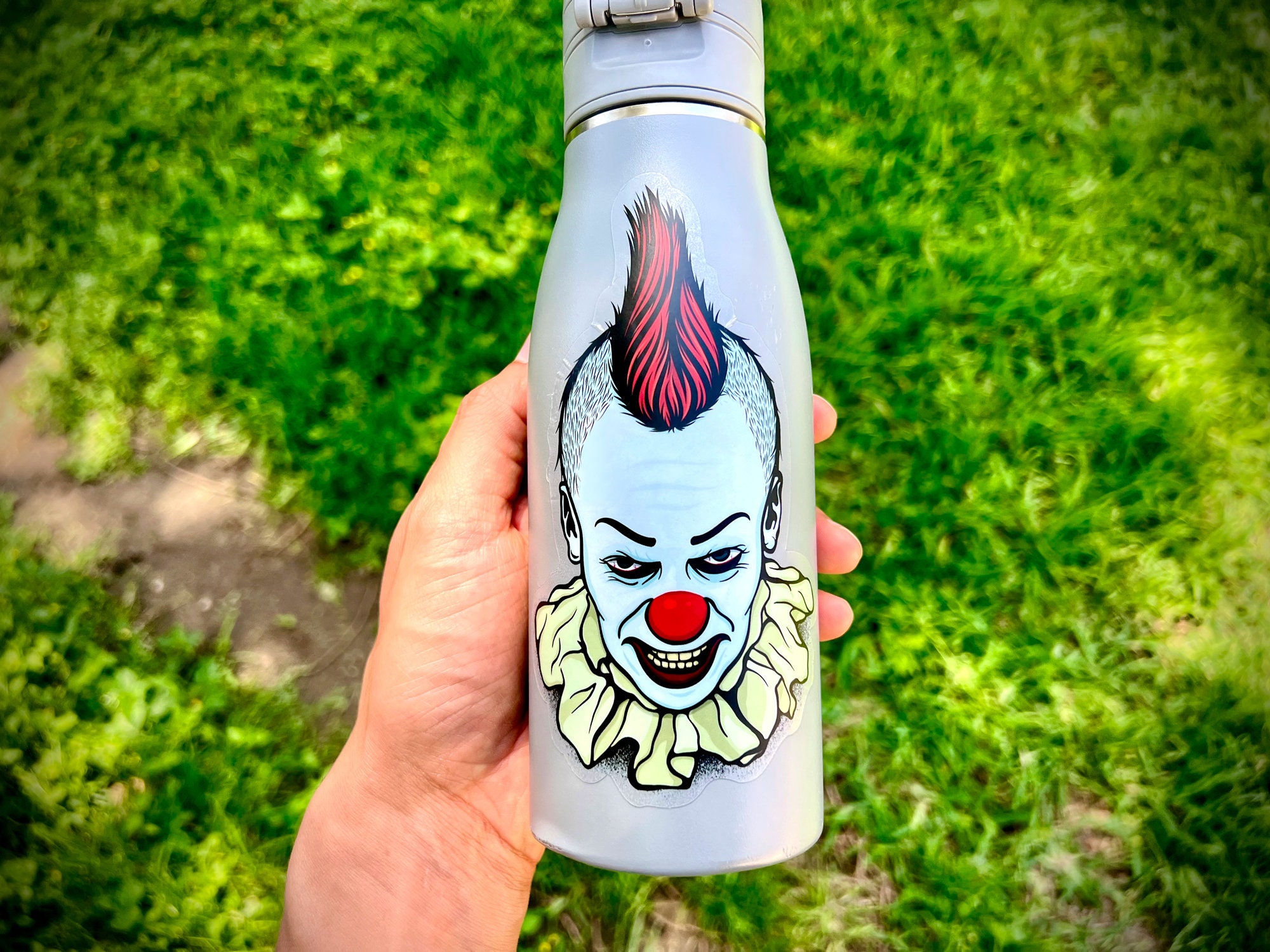 Pennywise Clown With Mohawk, 90's Vintage Horror, Clear Vinyl Sticker ...