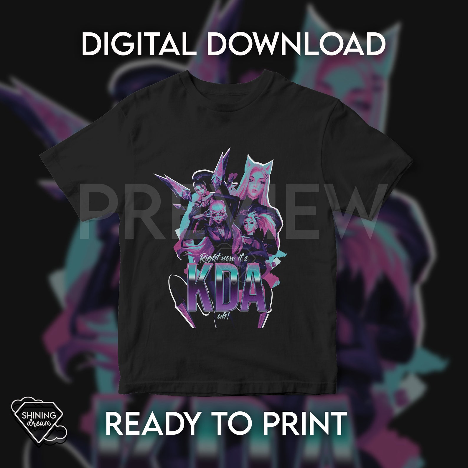 Kda / T- Shirt Design (digital Download, Ready to Print) / Includes PNG ...
