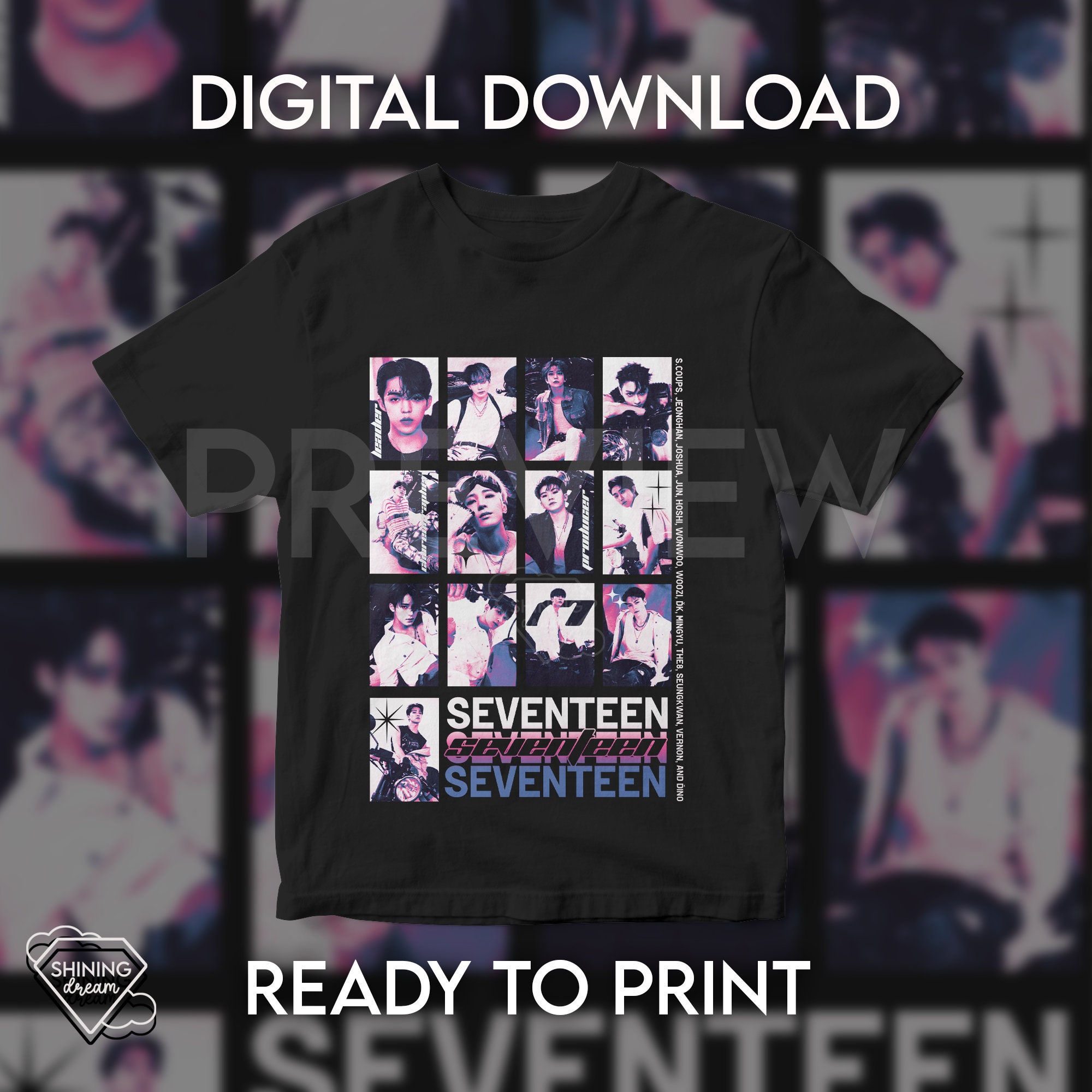 Seventeen 세븐틴 / T Shirt Design digital Download, Ready to Print ...