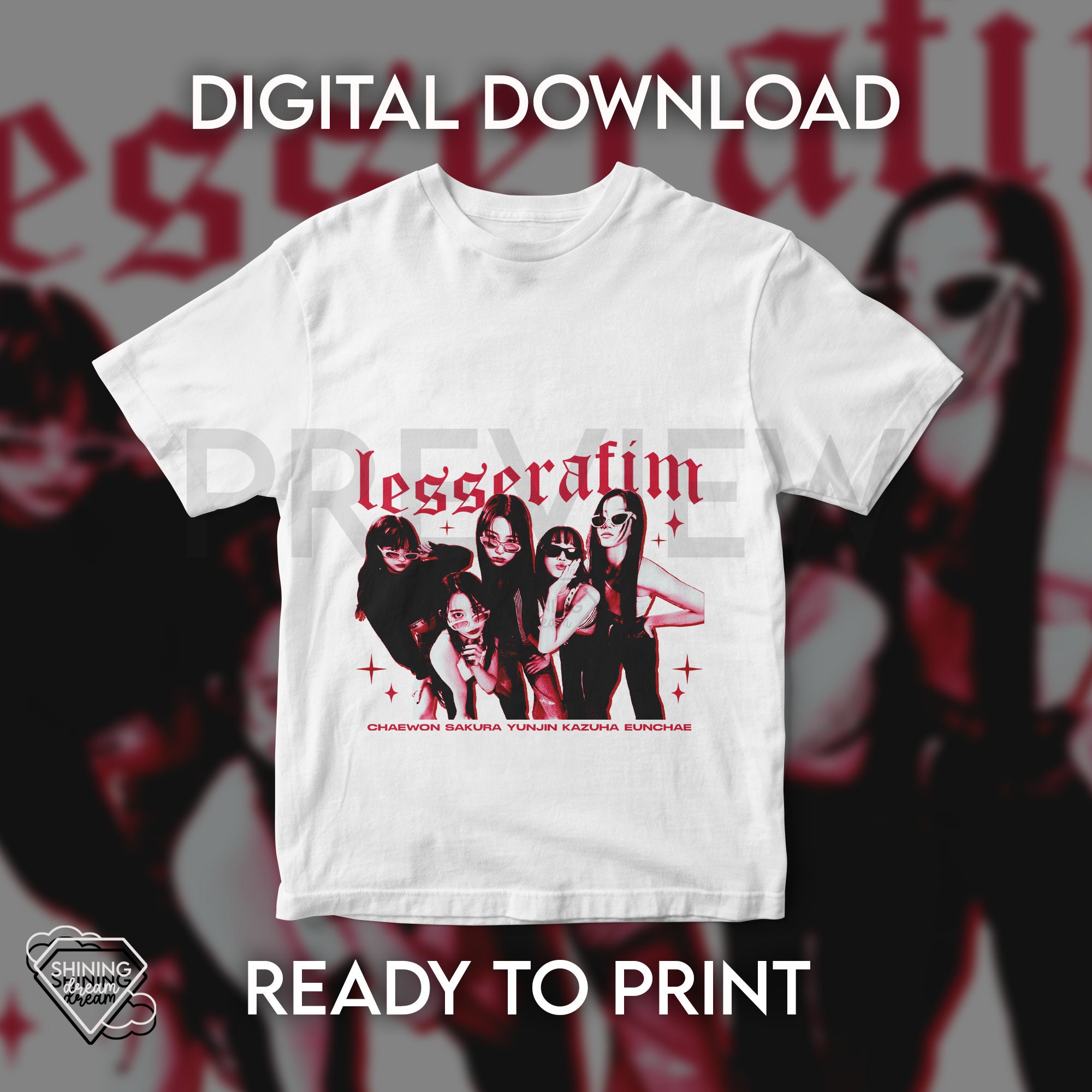 Lesserafim / T Shirt Design digital Download Ready to - Etsy