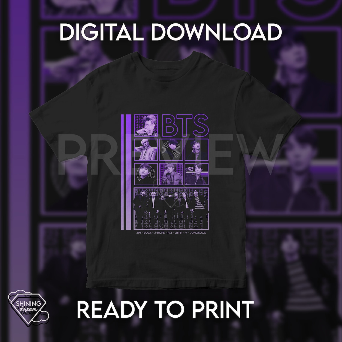 Bts 방탄소년단 / T Shirt Design digital Download, Ready to Print / Includes ...