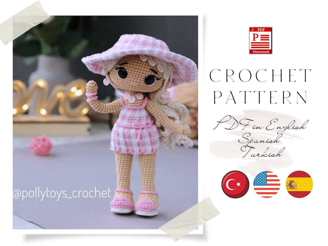 Crochet PATTERN Doll in Pink Amigurumi Doll Crochet Doll Crochet ...
