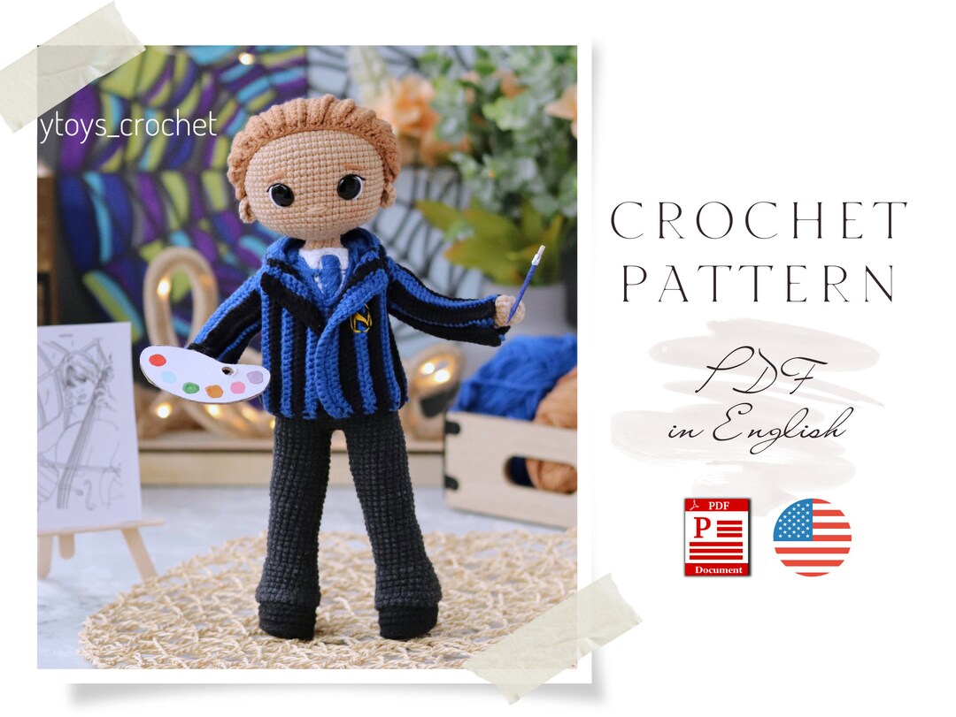 Crochet Doll Pattern: Amigurumi Man Painter (PDF Pattern) - Etsy