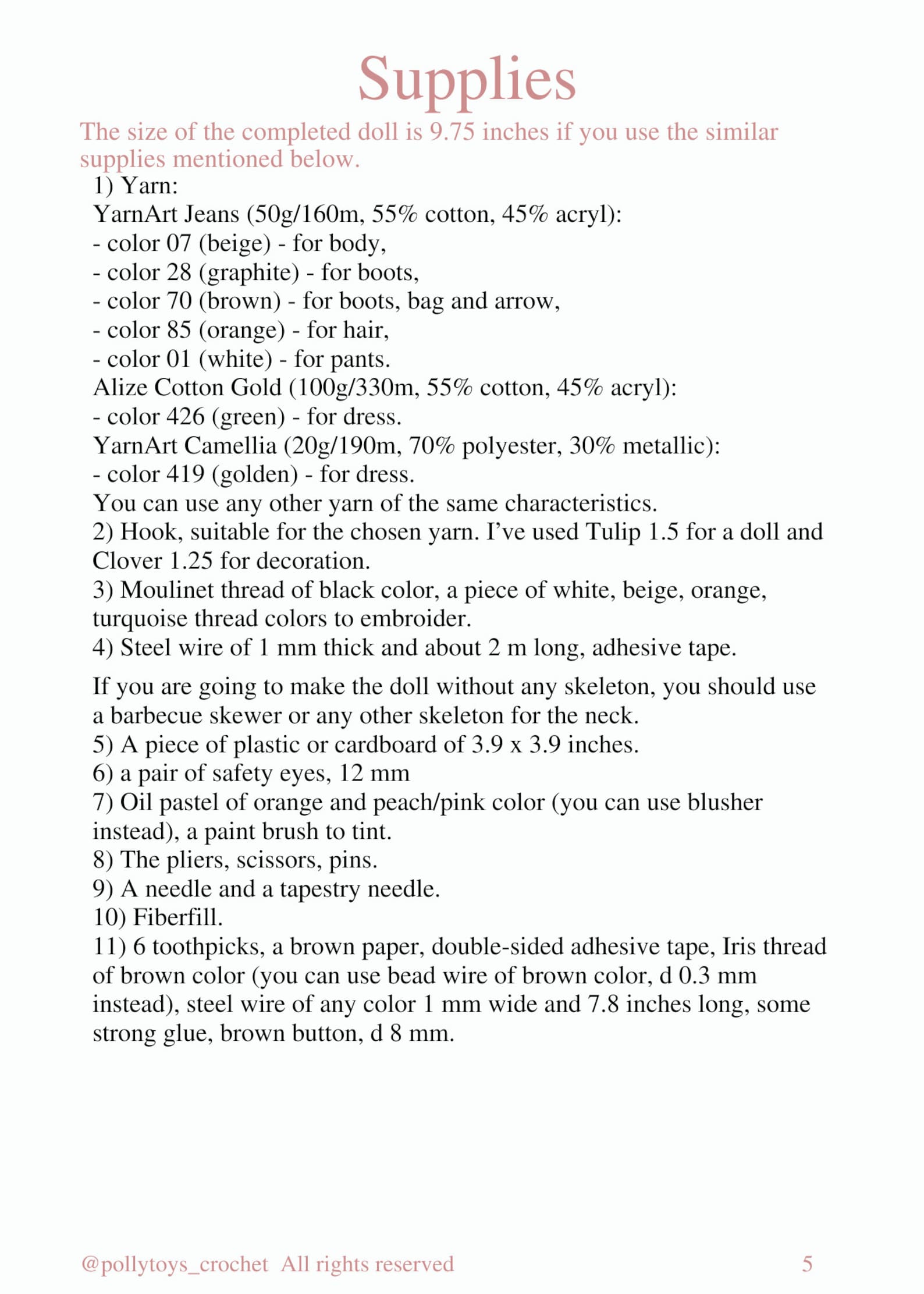 Crochet PATTERN the Doll With Arrows Amigurumi Doll Crochet Doll ...