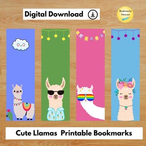 Llama Bookmarks Printable Cute Bookmarks for Women Llama - Etsy