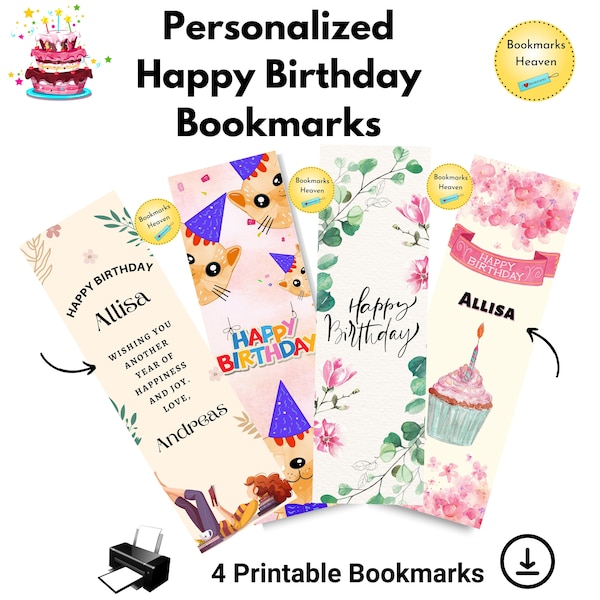 Happy Birthday Bookmark - Etsy